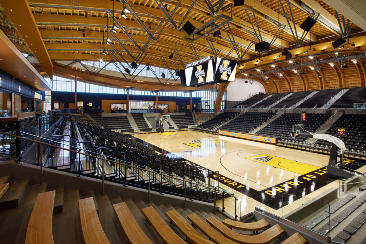 Mass timber Idaho Central Credit Union Arena featured in Dezeen - Opsis ...